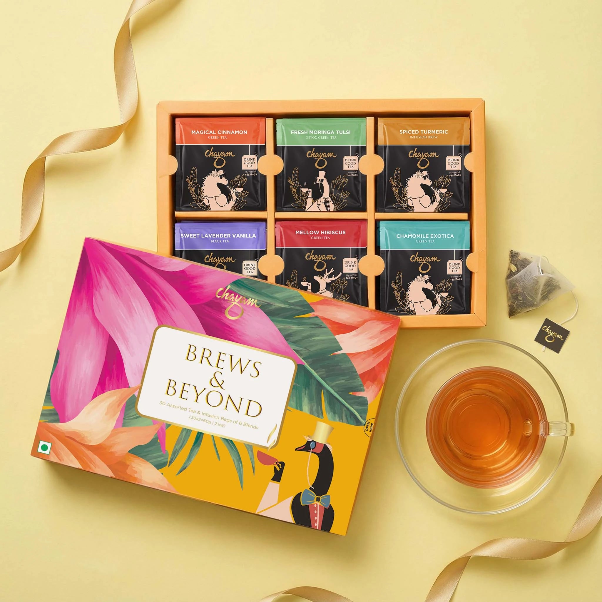 Assorted Tea Bag Gift Box | 30 Biodegradable Bags | 6 flavours, 5 each