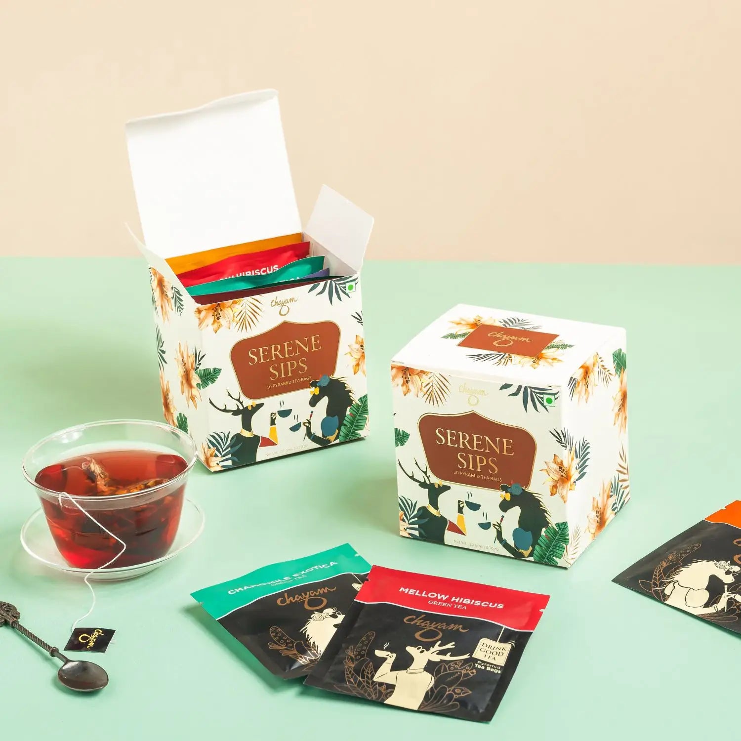 Tea Sampler Gift Box | 10 Assorted Tea Bags | Serene Sips - Chayam Tea
